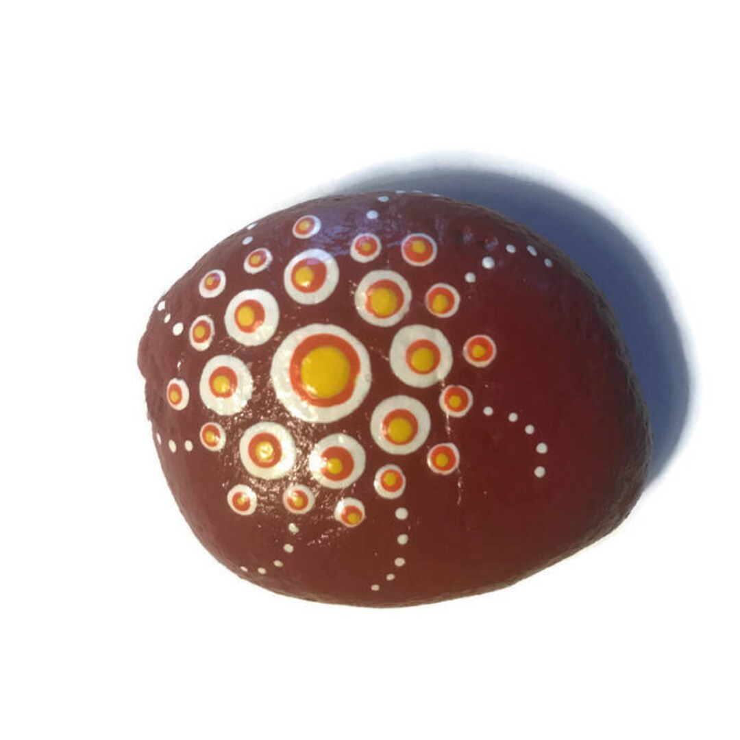 Hand Painted Red Stone - Etsy