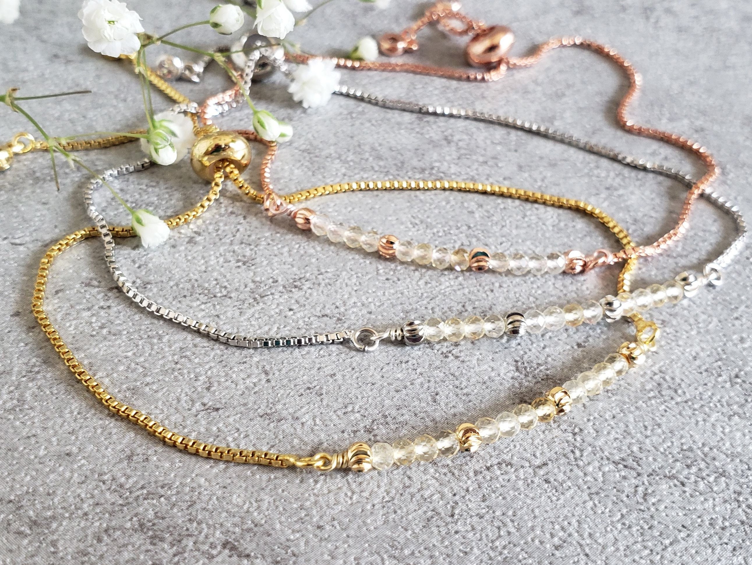 November Birthstone Bracelet Gift for Women, Citrine Gemstone Bracelet ...