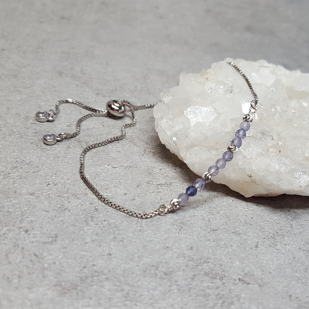 Iolite Bracelet Anniversary Gift, Cordierite Mindfulness Gift for ...