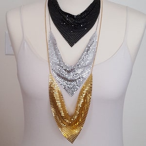 Silver Mesh Bib Necklace for Women - Etsy