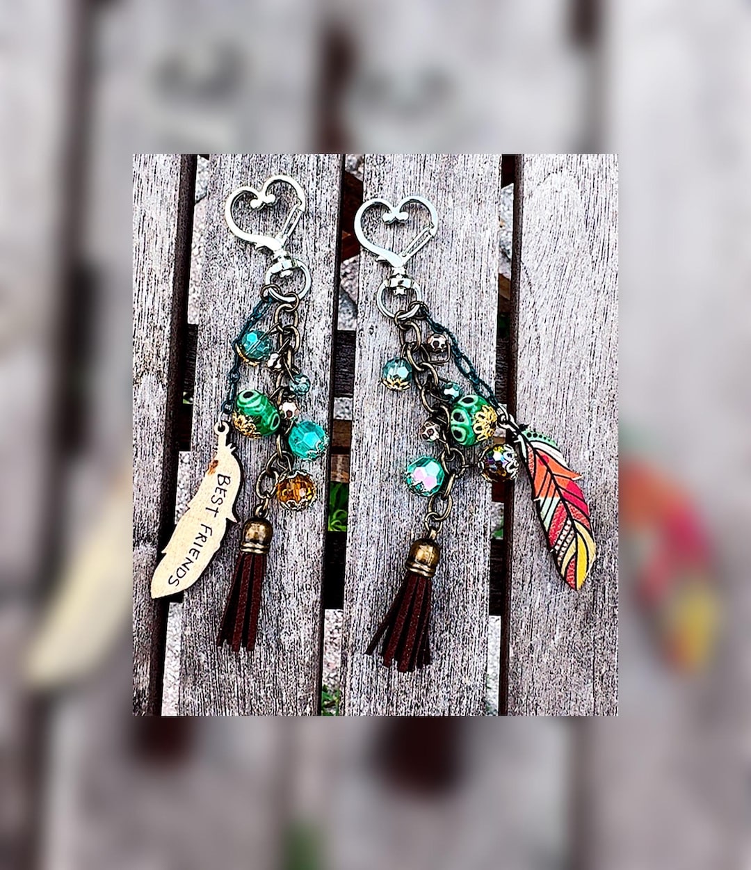 Best Friends Matching Handcrafted Bag Charms Zipper Pulls Beaded Bag ...