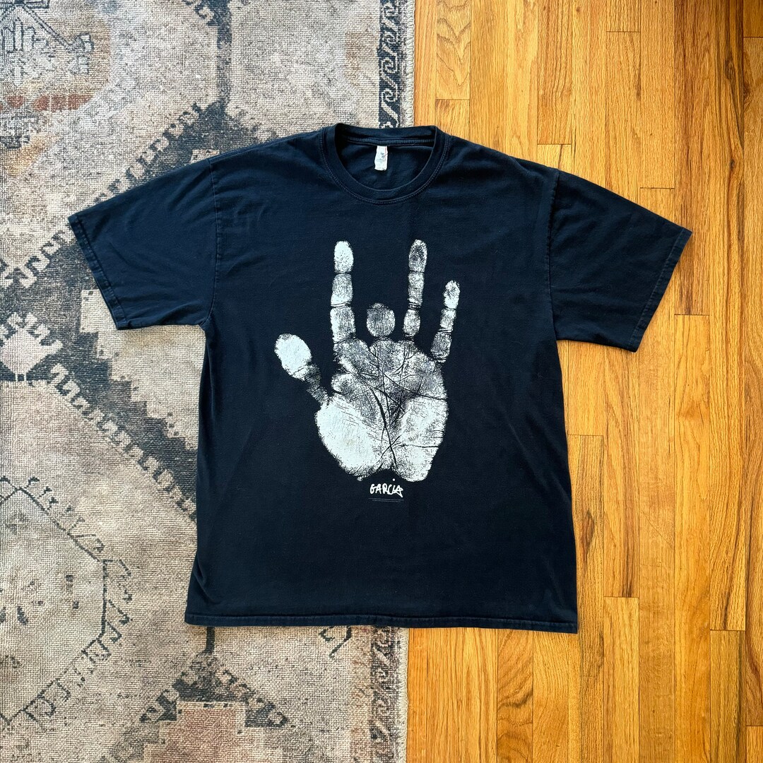 Jerry Garcia Black and White Handprint Graphic T-shirt, Size XL - Etsy