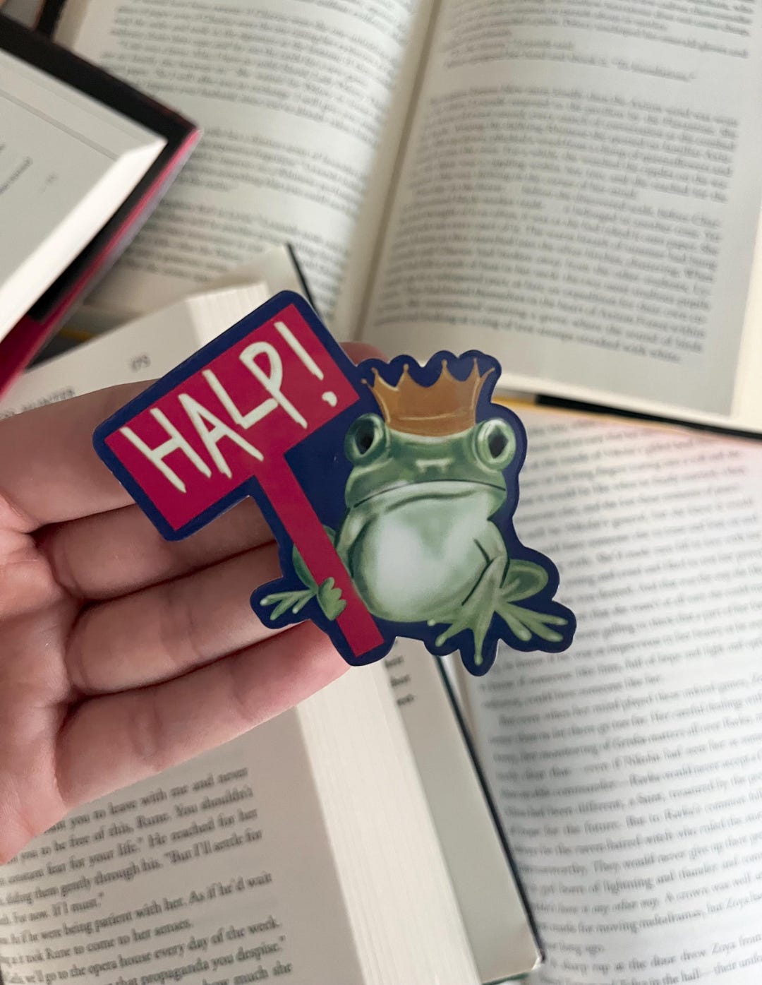 Frog With a Crown Sticker- Halp Sign, Frog, Frog Holding a Sign ...