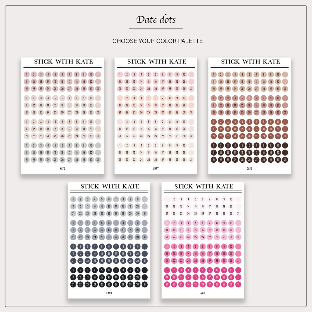 Days of the Month (color) | Date Stickers | Bullet Journal Stickers ...