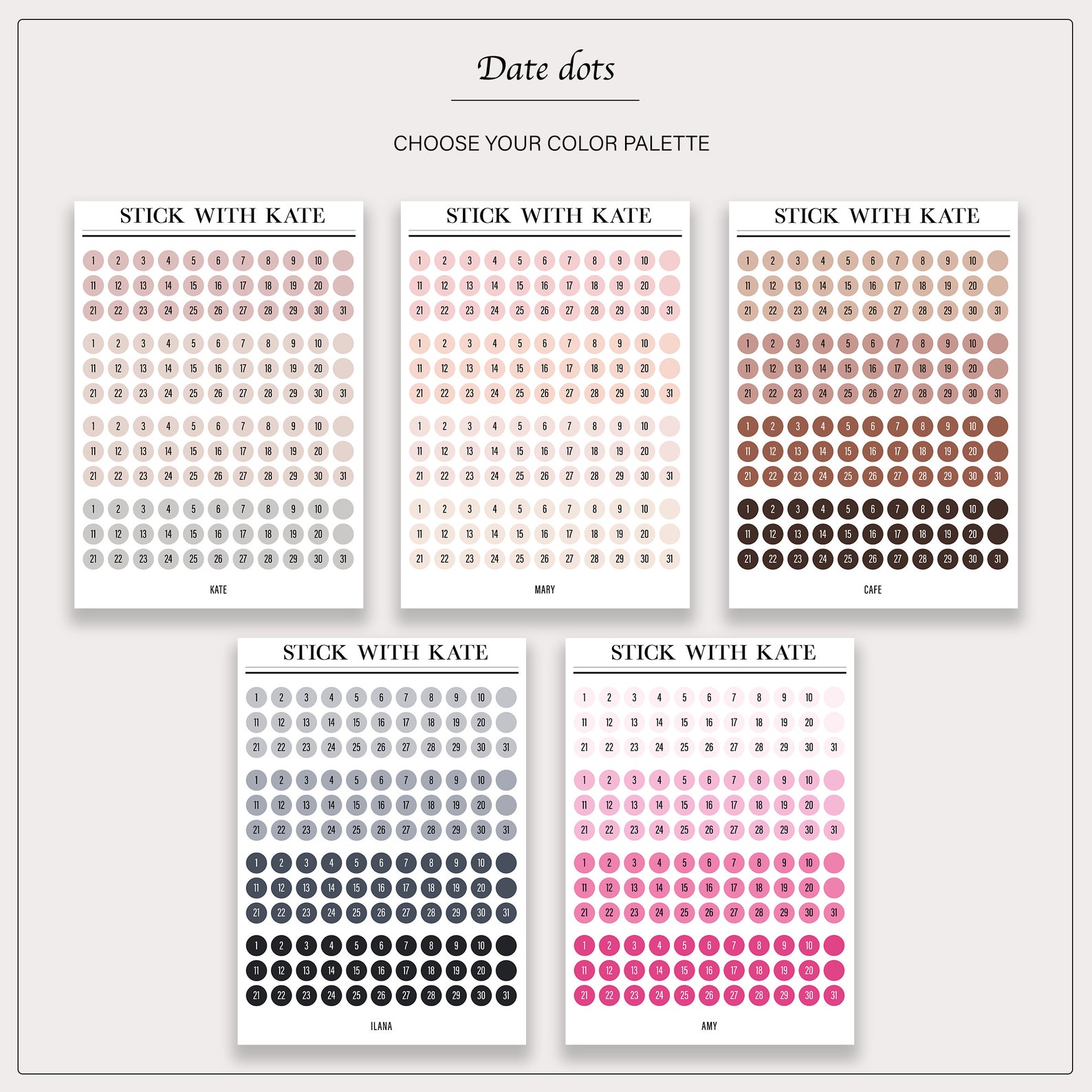 Days of the Month (color) | Date Stickers | Bullet Journal Stickers ...