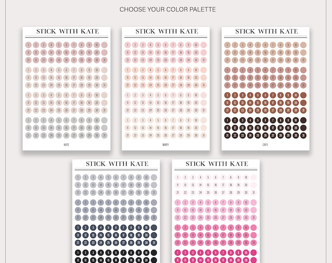 Days of the Month color Date Stickers Bullet Journal Stickers Planner ...