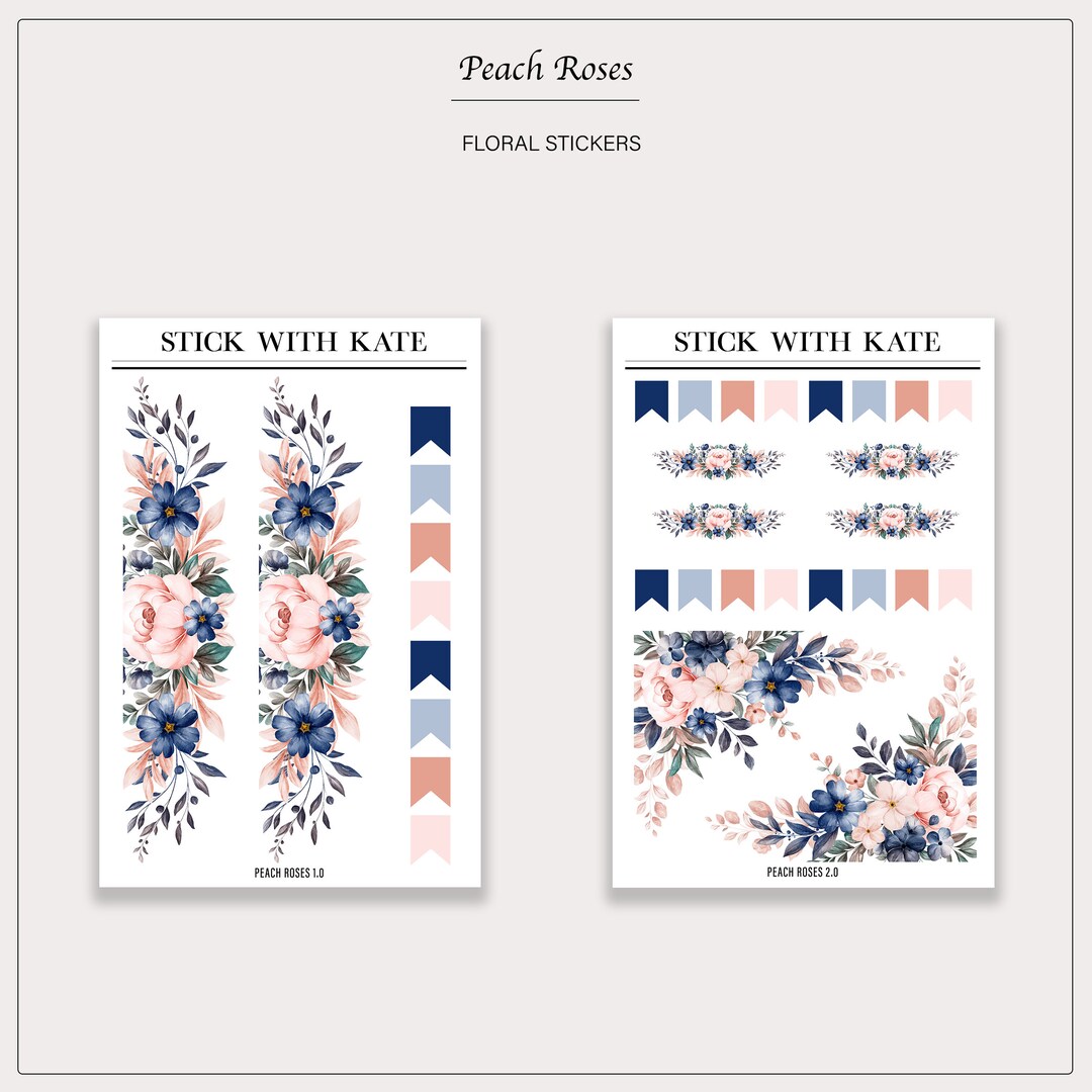 Peach Roses Bujo Sticker Planner Stickers - Etsy