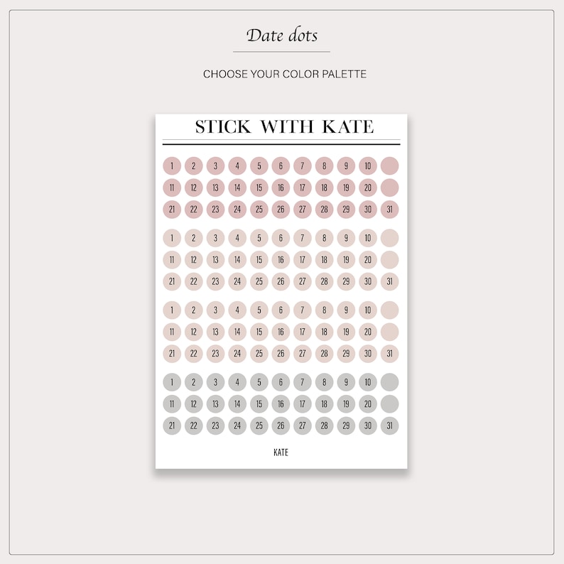 Days of the Month color Date Stickers Bullet Journal - Etsy