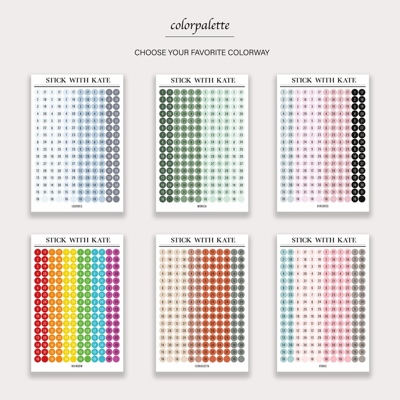 Days of the Month color Date Stickers Bullet Journal - Etsy