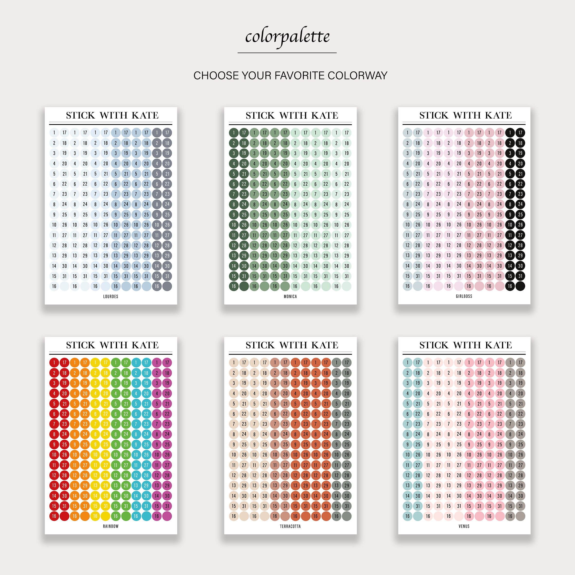 Days of the Month color Date Stickers Bullet Journal - Etsy