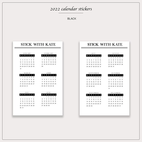 Black and White monthly blank Square Tracker Calendar Stickers fill in ...