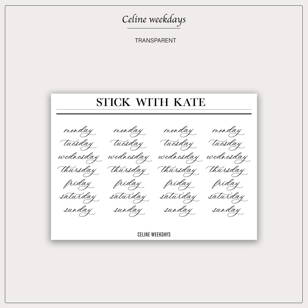 Celine Weekdays Handlettered Bujo Stickers Planner Stickers - Etsy