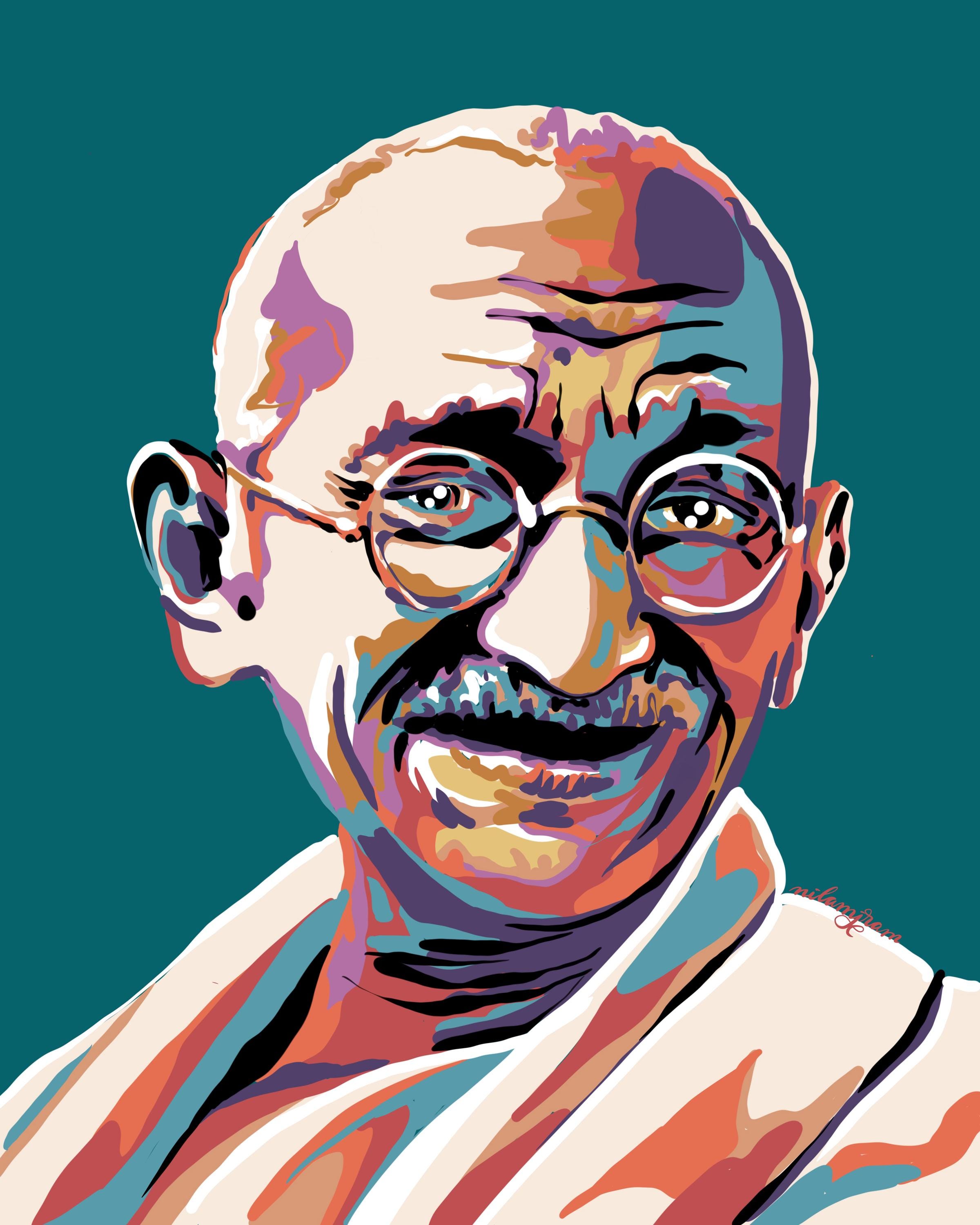 Mahatma Gandhi Digital Portrait Art - 4 Files - Digital Download - Etsy