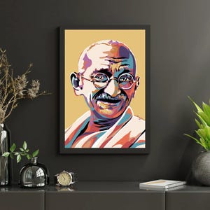 Mahatma Gandhi Digital Portrait Art - 4 Files - Digital Download - Etsy