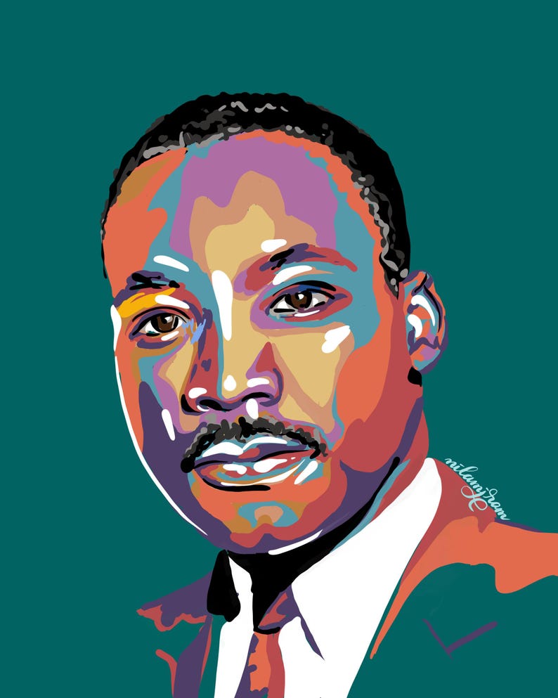 MLK Martin Luther King Jr Portrait Art - 4 Files! Digital Download - Etsy