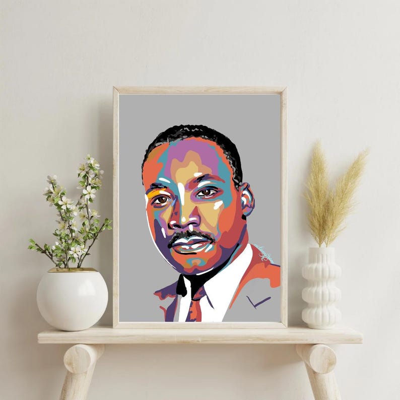 MLK Martin Luther King Jr Portrait Art - 4 Files! Digital Download - Etsy