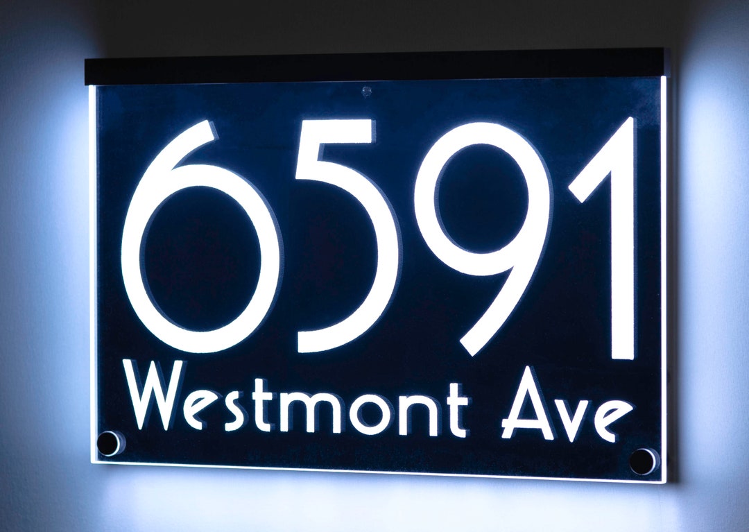 Illuminated Address Sign Plaque House Numbers LED Lighted - Laser ...