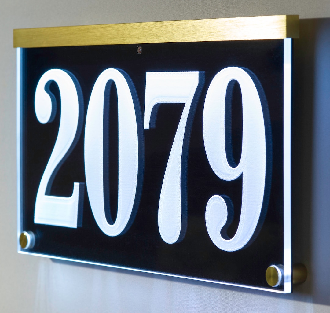 Illuminated Address Sign – LED Acrylic Plaque, Remote Control, Auto On ...
