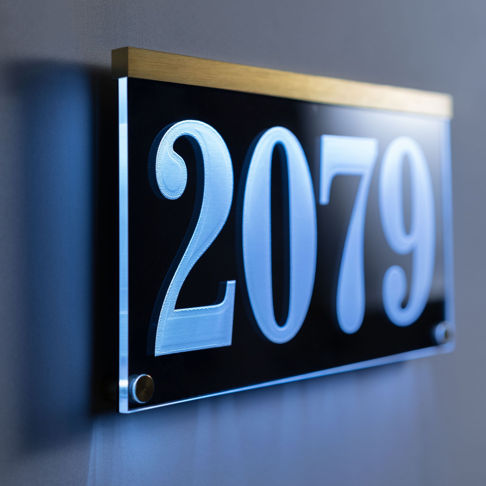Illuminated Address Sign – LED Acrylic Plaque, Remote Control, Auto On ...