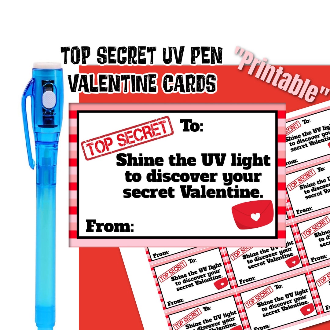 Top Secret Valentine Cards, Uv Pen Cards, Invisible Ink Cards, Non Food ...