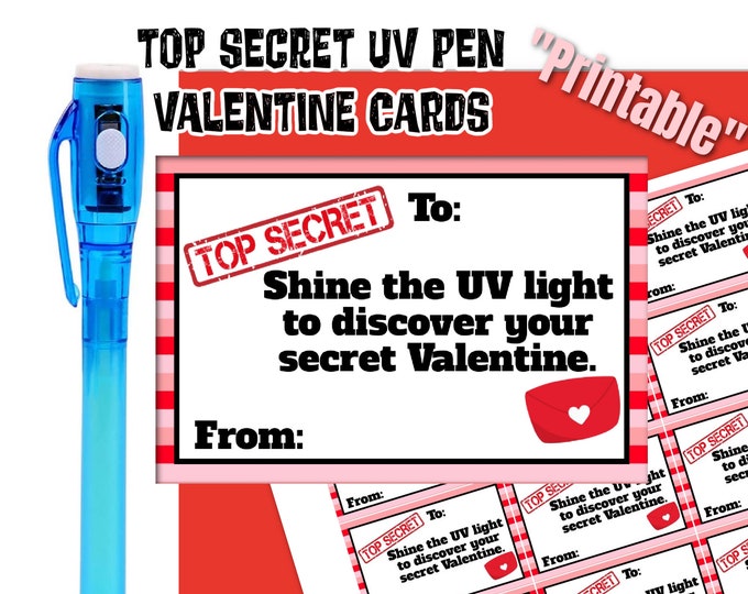 Top Secret Valentine Cards, Uv Pen Cards, Invisible Ink Cards, Non Food ...
