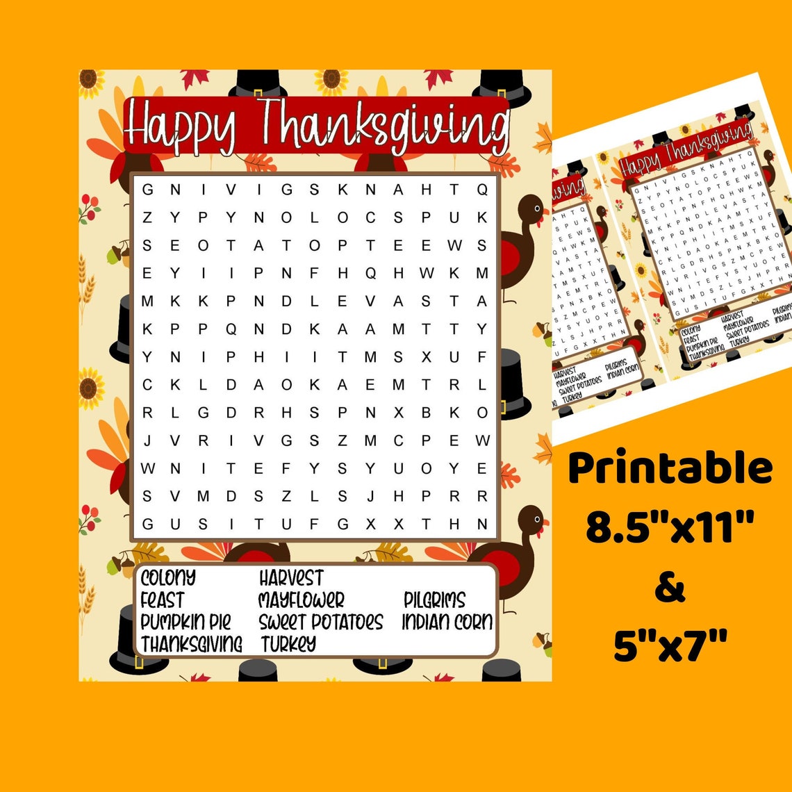 Thanksgiving Word Search Fall Word Search Thanksgiving - Etsy
