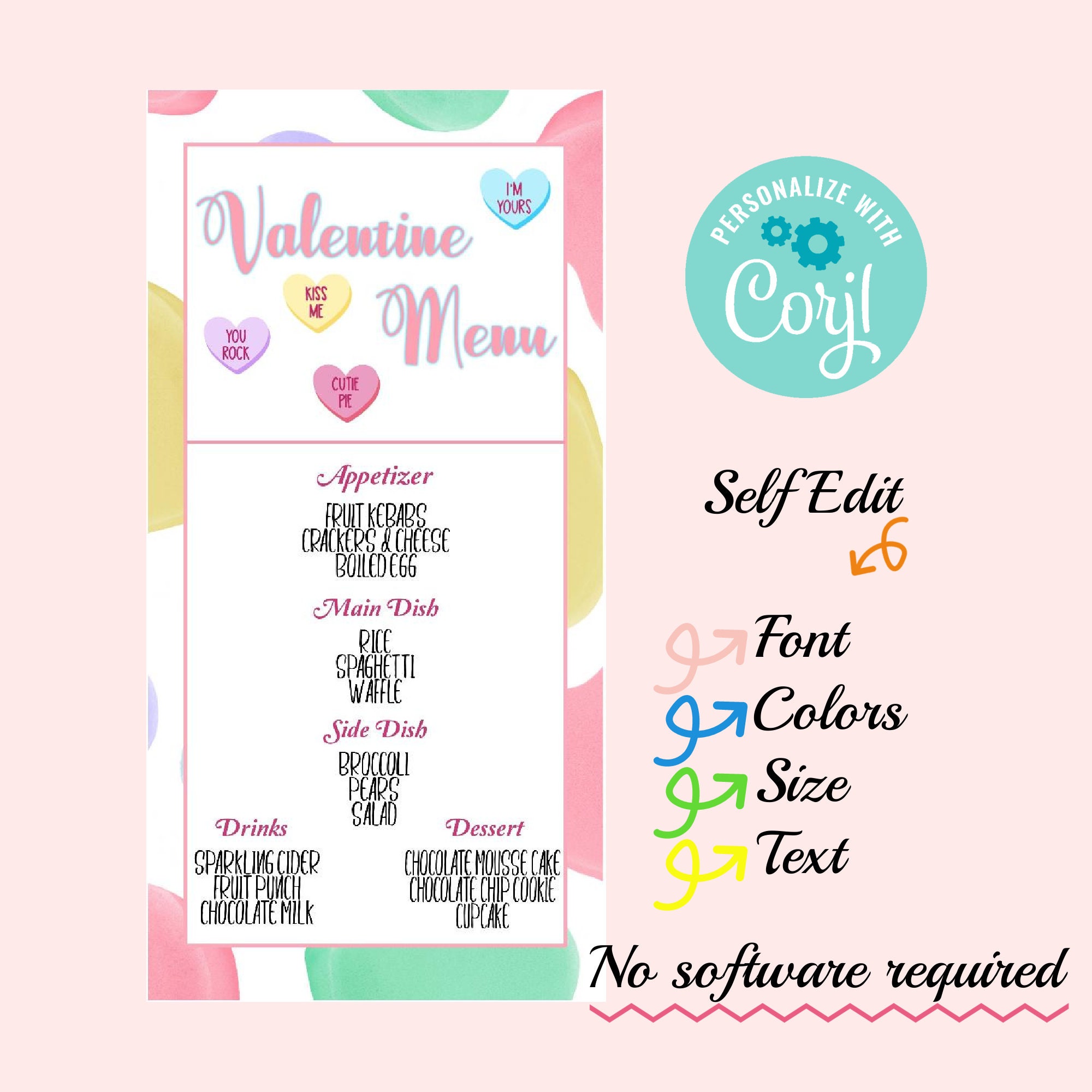 Valentines Menu - Valentine Dinner - Editable - Valentine Menu Template ...