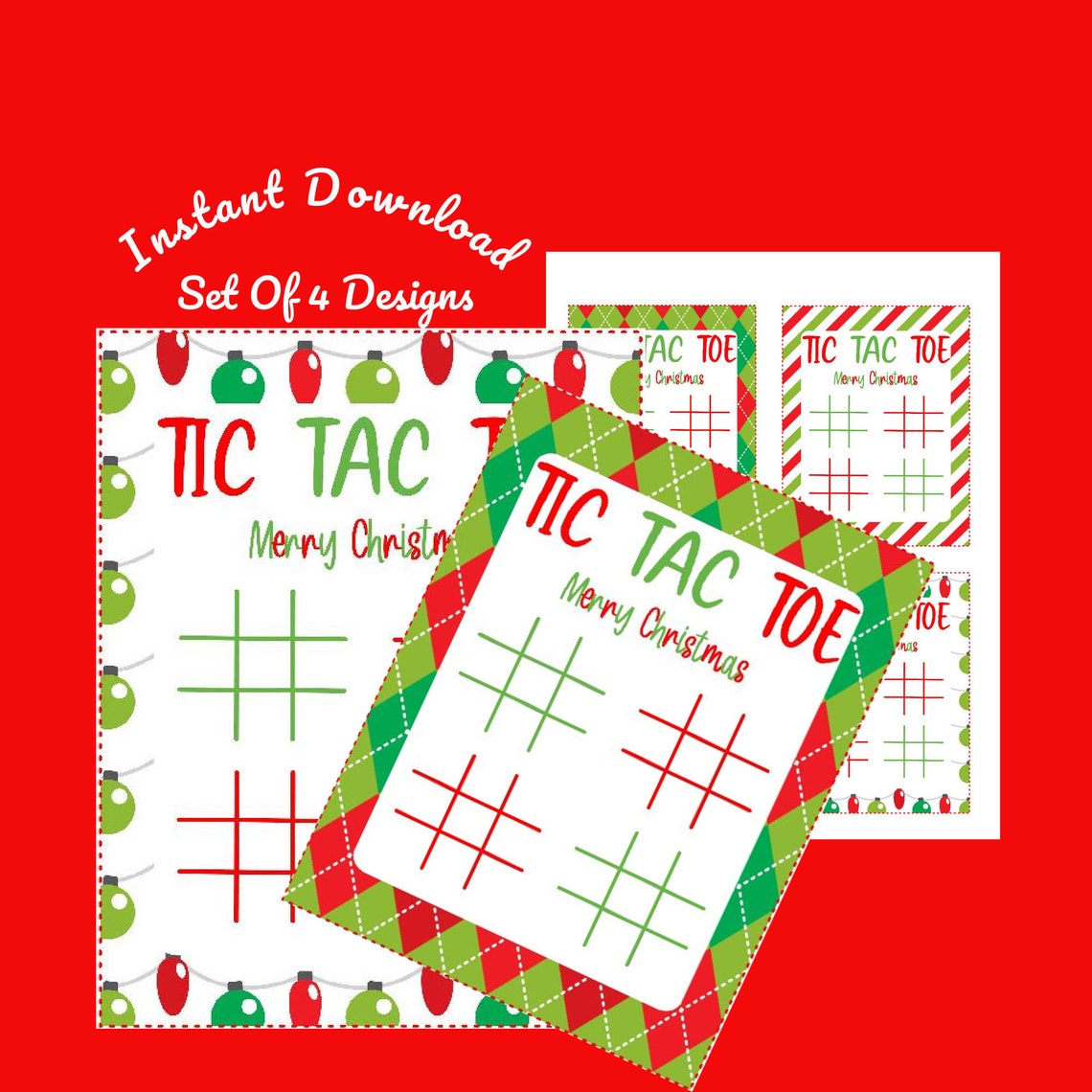 Christmas Tic Tac Toe Game, Printable Christmas Game, Instant Download ...
