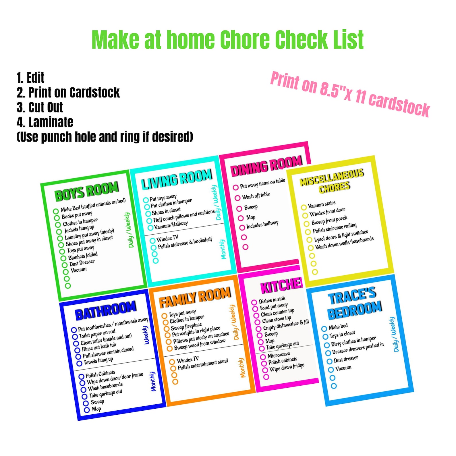 Chore Chart for Kids Kids Responsibility Charts Chore - Etsy