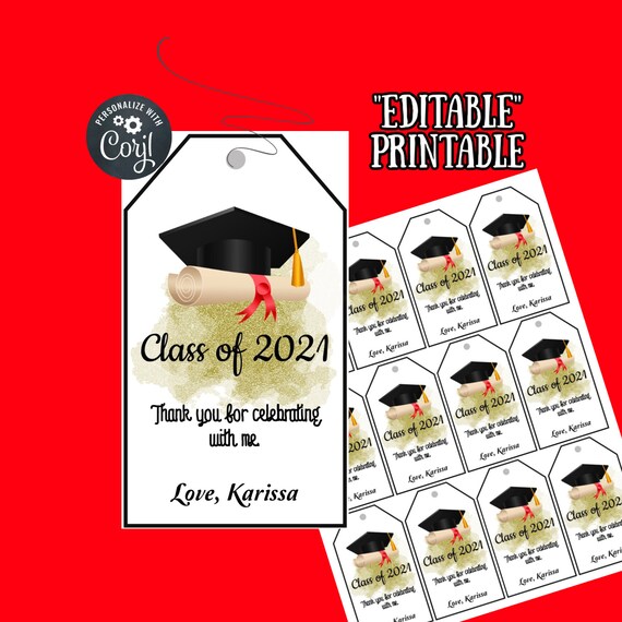 Graduation Tags Editable Graduation Tags Printable | Etsy
