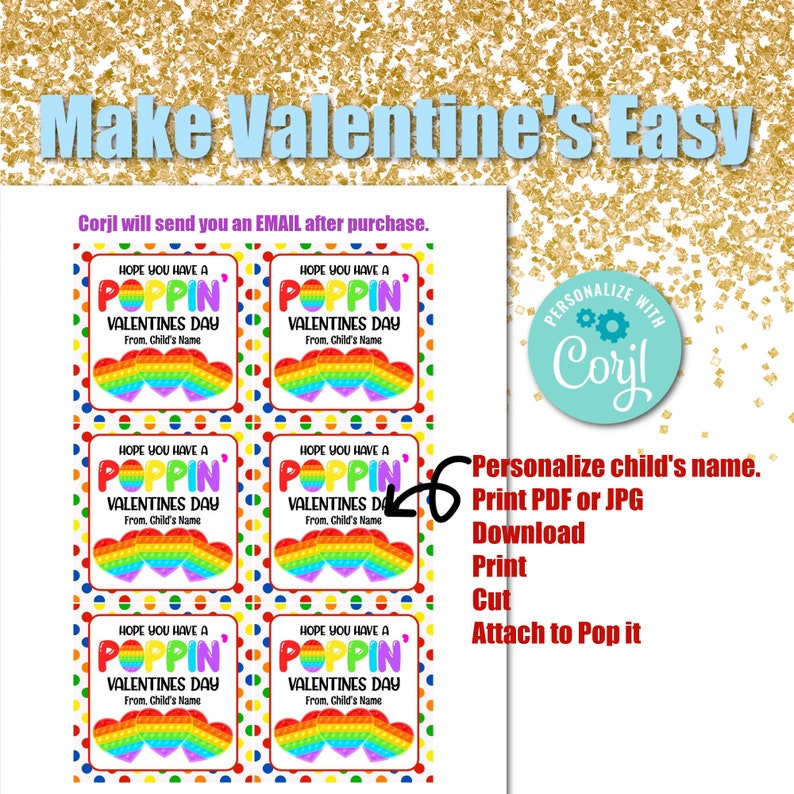 Editable Pop It Valentine Card, Printable Valentine Gift Card, Fidget ...