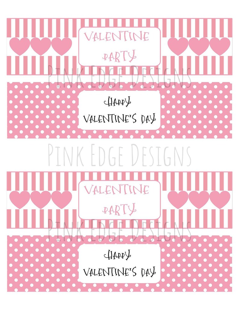 Valentines Day Bottle Water Bottle Labels Party Favors Valentine Party ...