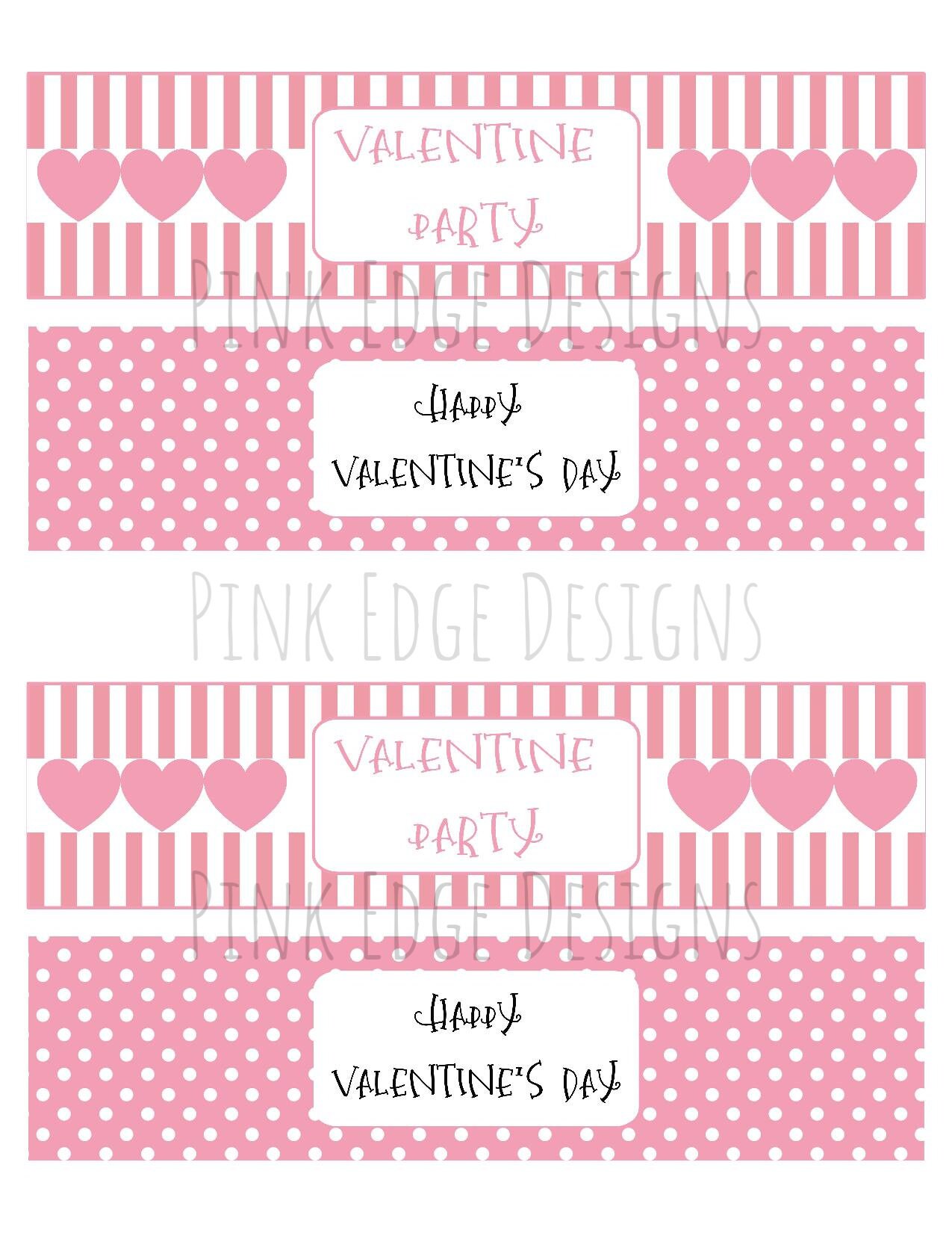 Valentines Day Bottle Water Bottle Labels Party Favors Valentine Party ...