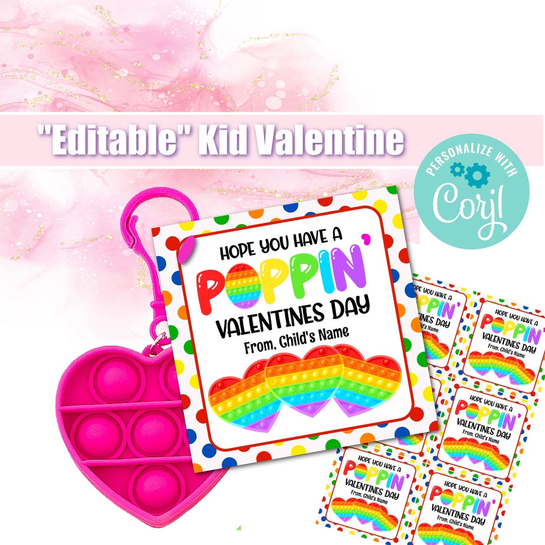 Editable Pop It Valentine Card, Printable Valentine Gift Card, Fidget ...