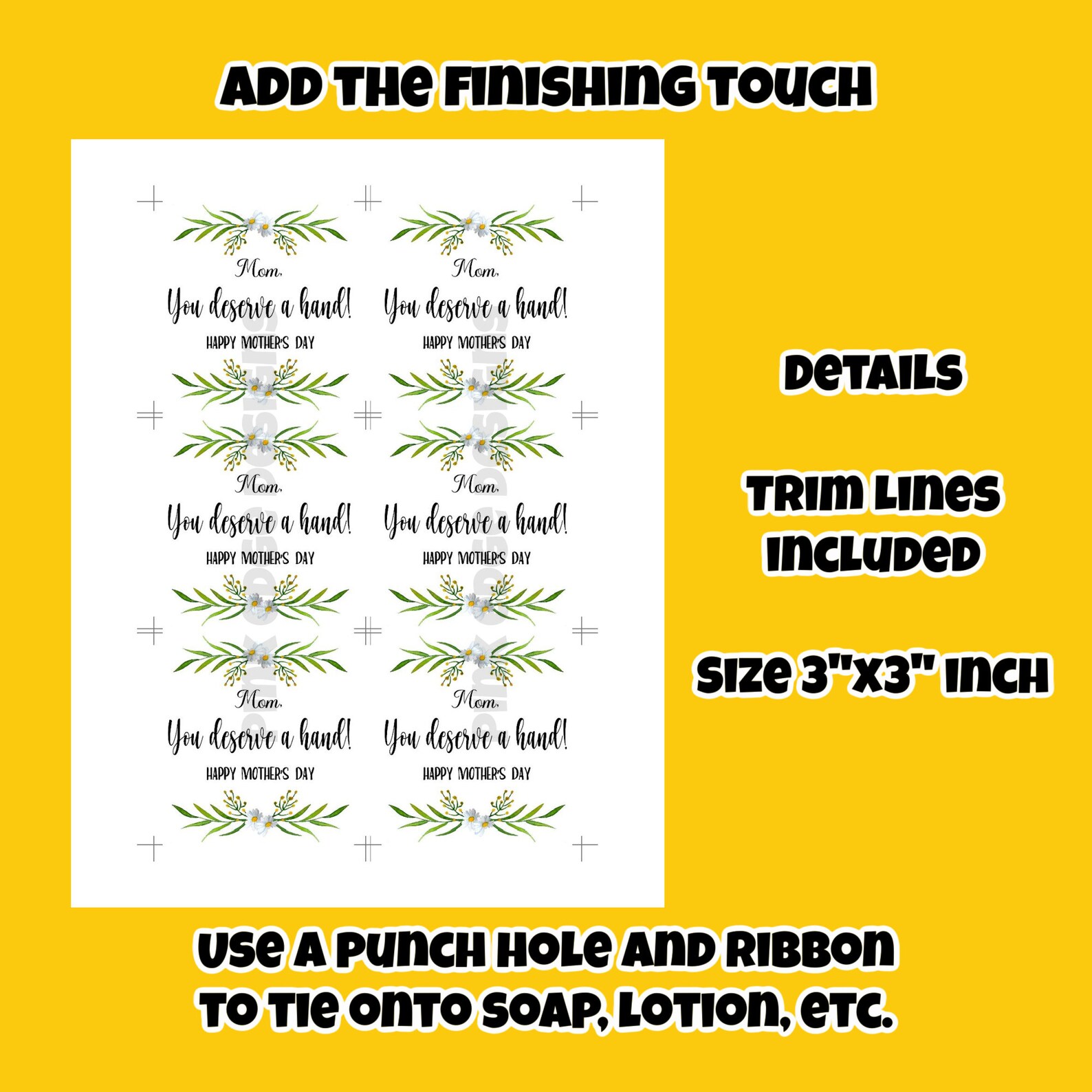 Mothers Day Tags - Mom You Deserve A Hand - Printable Mothers Day Tags ...