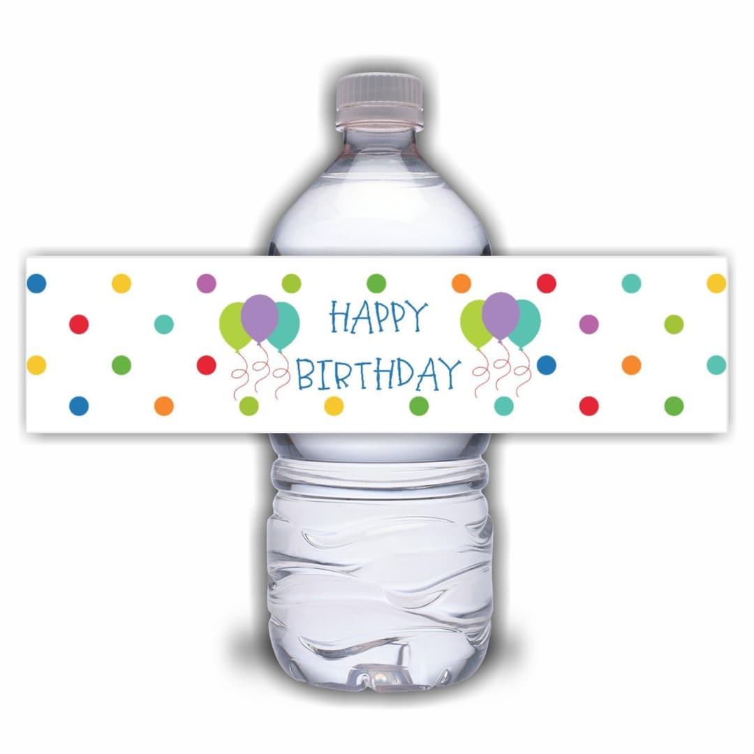 Happy Birthday Water Bottle Label Wrapper Digital Download Ready to ...