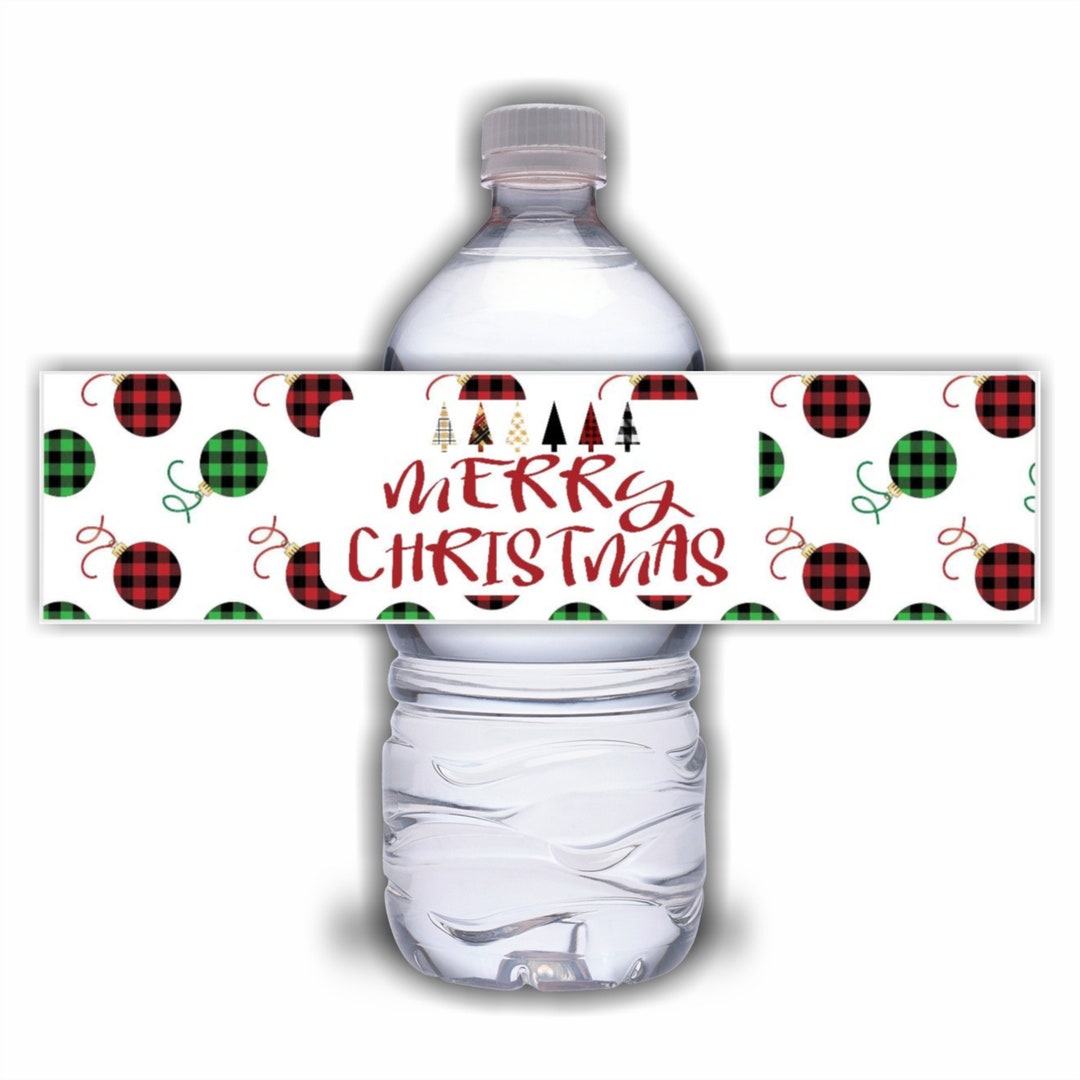Christmas Water Bottle Wrapper Label, Holiday Decoration, Food ...
