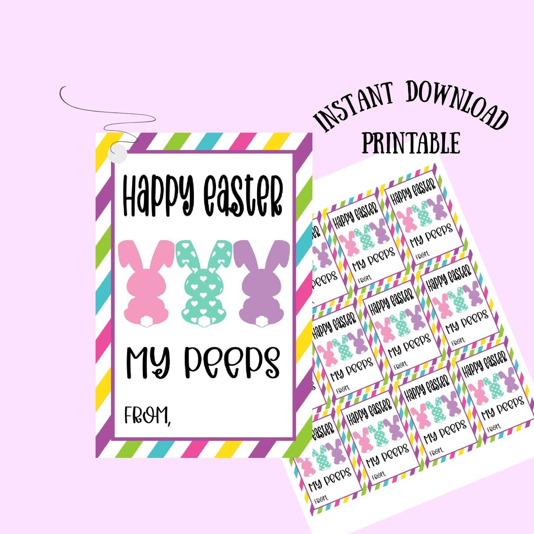 Peeps Easter Tags - Instant Download - Printable Easter Tags - Easter ...