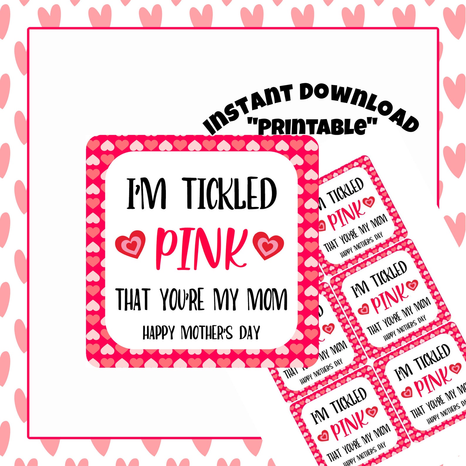 Printable Mothers Day Tags - Tickled Pink Mom - Mothers Day Gift Tags ...