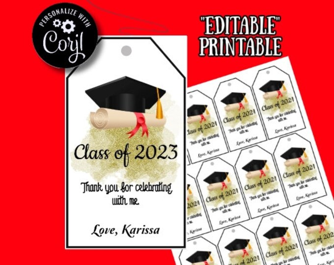 Graduation Tags - Editable Graduation Tags - Printable Graduation Tags ...