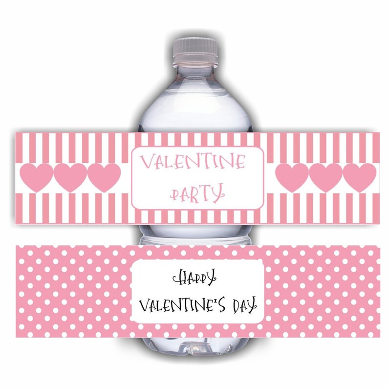 Valentines Day Bottle Water Bottle Labels Party Favors Valentine Party ...