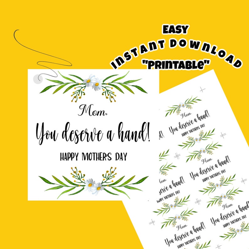 Mothers Day Tags - Mom You Deserve A Hand - Printable Mothers Day Tags ...