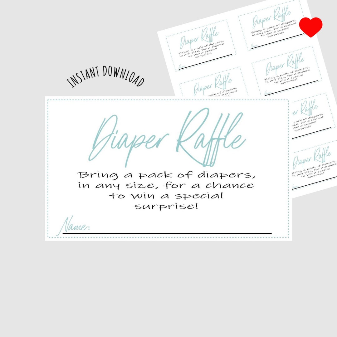 Diaper Raffle Ticket Baby Boy Invitation Insert Baby Shower Instant ...