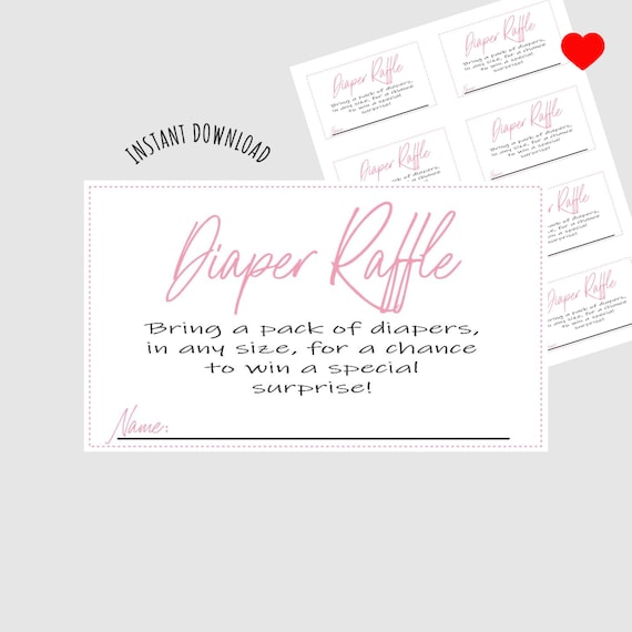 Diaper Raffle Ticket Baby Girl Invitation Inserts Baby | Etsy