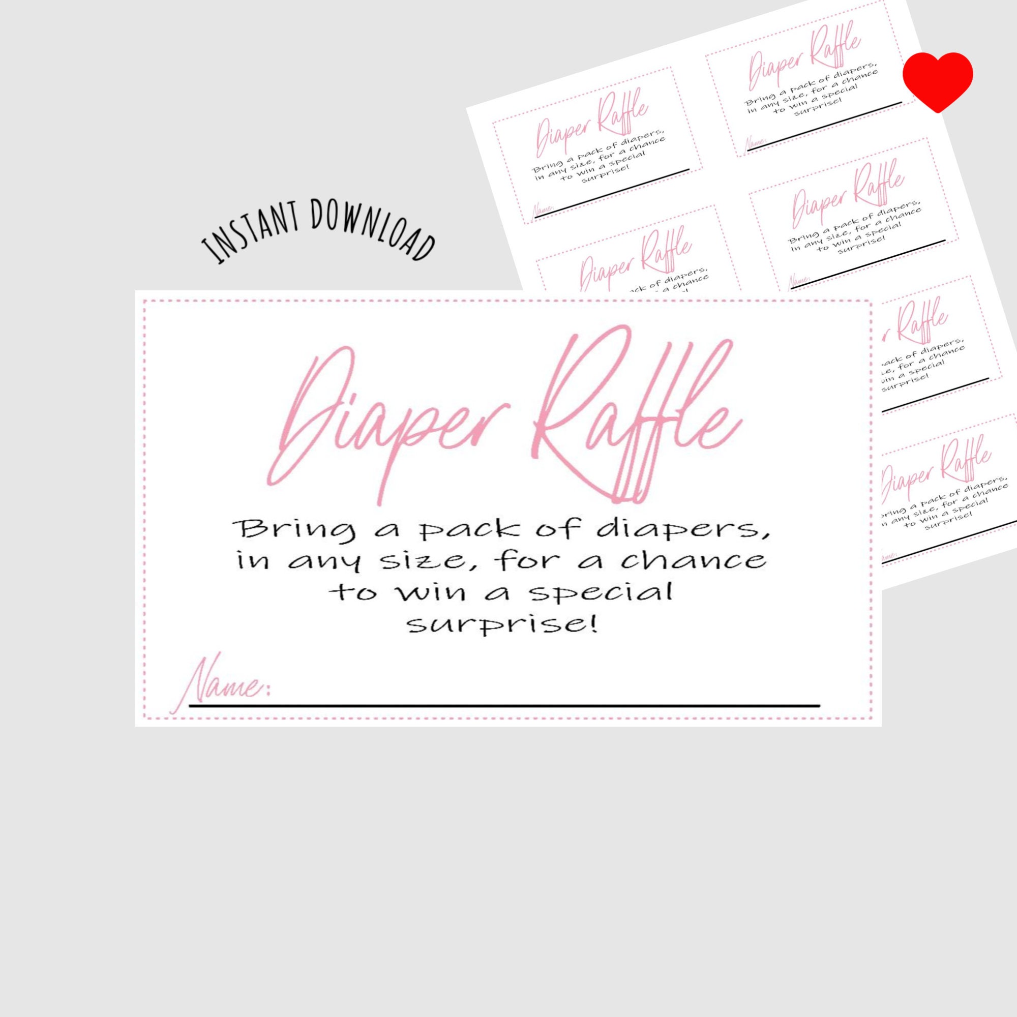 Diaper Raffle Ticket, Baby Girl Invitation Inserts, Baby Shower Inserts ...