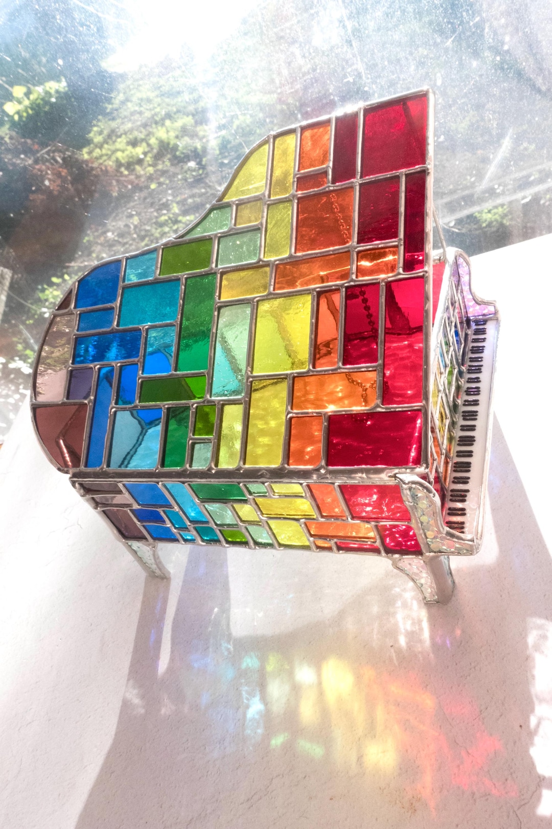 NEW Stained Glass Rainbow Piano Box - Etsy Nederland