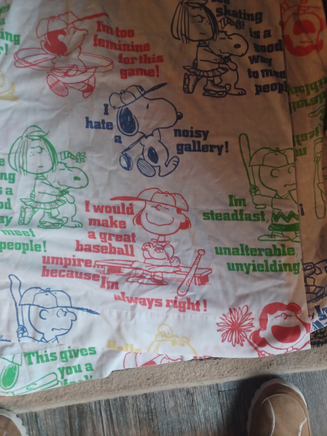 Vintage Peanuts Charie Brown Lucy Snoopy Flat Sheet Only With ...