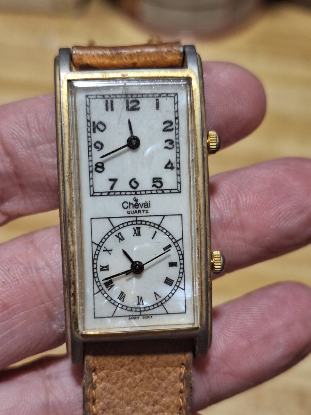 Vintage Cheval Dual Time Zone Watch - Etsy