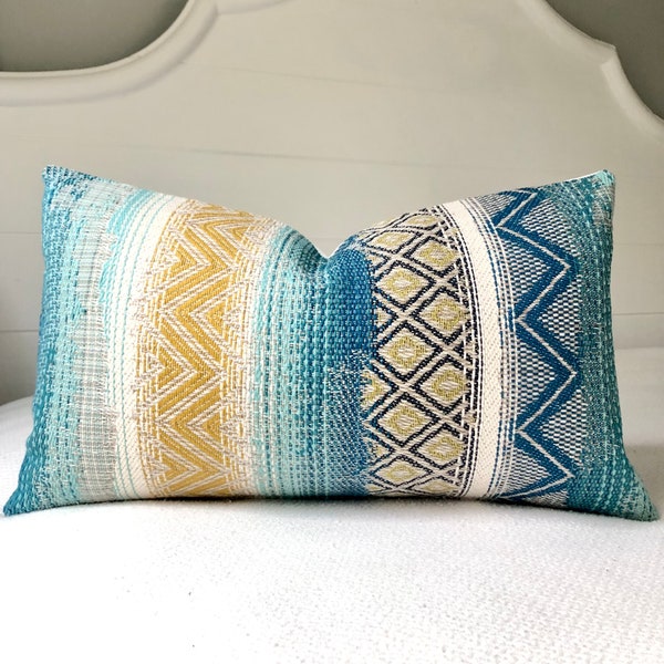 Blue Yellow Pillow - Etsy