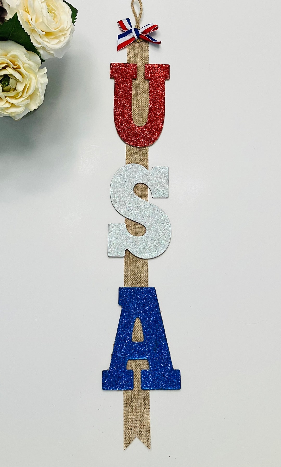 NEW Patriotic Wall Sign, Set of 3 Red White Blue USA Letters, 4th of ...